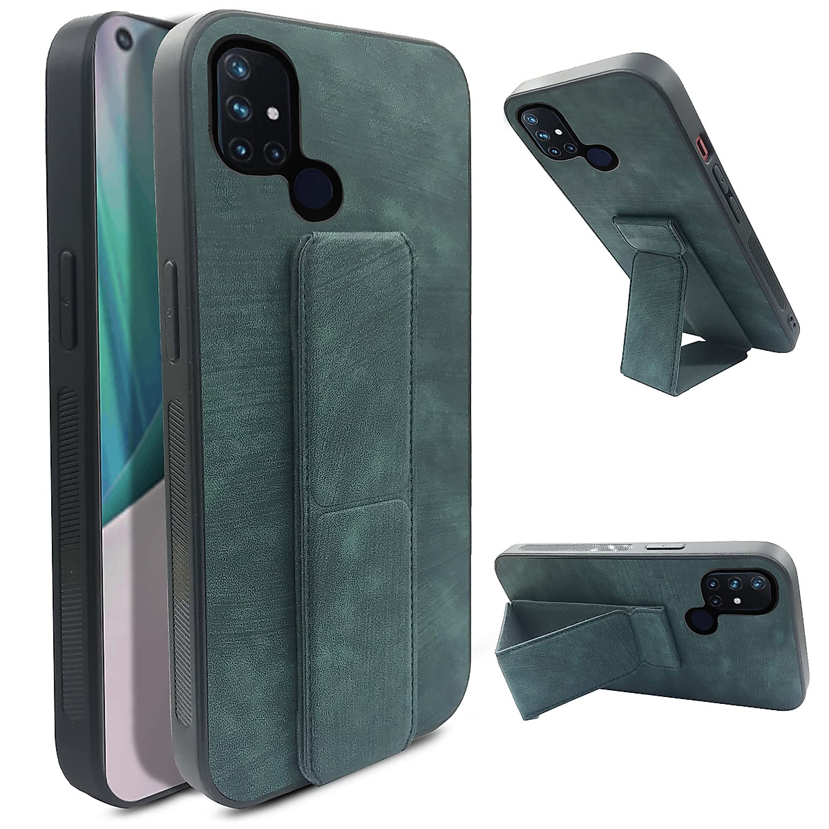Compatible with OnePlus Nord N10 5G Mobile Cover with Magnetic Kickstand Vertical Stand Holder Thin Slim TPU Full Body Cell Phone Cover for One Plus N 10 G5 1 Plus 10N 1plus One+ 1+ N105G Women Green