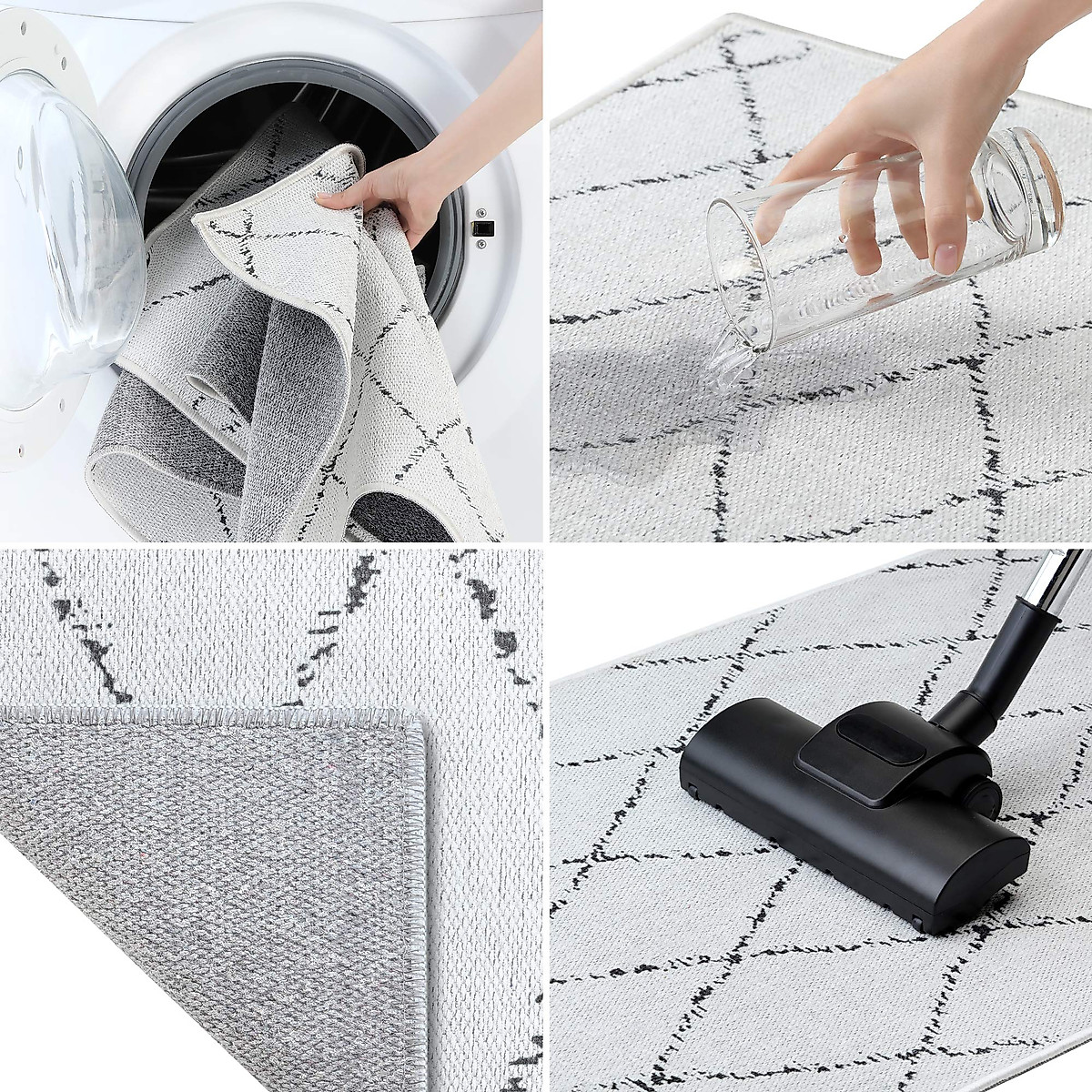 Sussex Home Non Skid Washable Kitchen Runner Rugs Set of 2 - Ultra-Thin Lattice Area Rugs for Laundry Room, Entryway, Bathroom - Multipurpose Set of 44 x 24 and 31.5 x 20 Inches Floor Mats