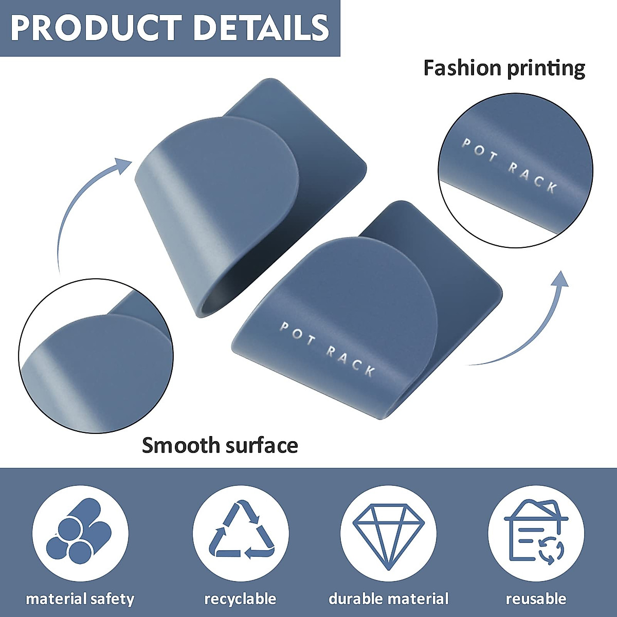 DZHF Pot Lid Organizer, Pot Pan Lid Organizers Holder Inside Cabinet Door, Wall Mount (Set Of 6 Pairs) Blue