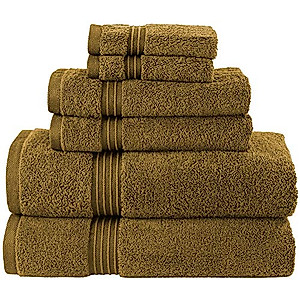 Bliss Casa 6 Pieces Towel Set; 2 Bath Towels, 2 Hand Towels and 2 Washcloths - 600 GSM 100% Combed Cotton Quick Dry Highly Absorbent Thick Bathroom Towels - Soft Hotel Quality for Bath and Spa (Beige)