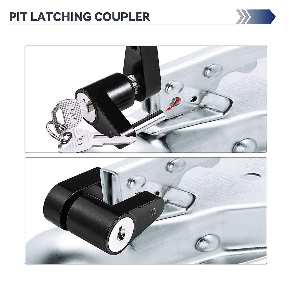 Trailer Hitch Coupler Lock, 1/4 "Diameter, 3/4" Span, Small Copper-plated Ball Cover Trailer Lock for Car, Tug, RV, Trucks (Black)