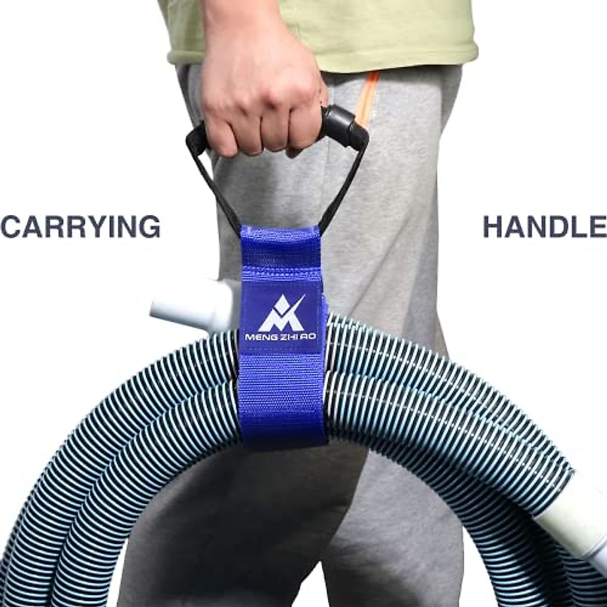 4 Pcs Heavy Duty Pool Vacuum Hose Storage Holder Garden Hose Organizer Hook and Loop Hose Strap Holder with Carrying Handle Perfect for Garden Hose Pool Vacuum Hose Garage Tool etc. (BLUE)