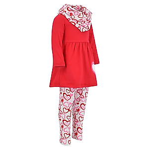 Unique Baby Girls Valentines Day Red & Pink Hearts Toddler Legging Set Outfit (10 Years, Red)