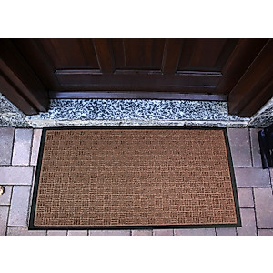 ULTRALUX Premium Indoor Outdoor Door Mat 35” x 59” Absorbent, Strong, Non-Slip Entry Rug Heavy Duty Rubber Backed Doormat, Brown Dirt Barrier Entrance Mat
