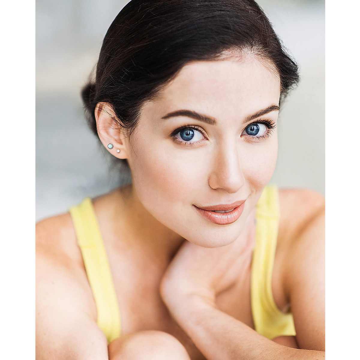 PLOMFOV 20G Stainless Steel Stud Earrings for Women Men CZ Heart Star Moon Flat Back Earrings Cartilage Hoops Helix Tragus Daith Earrings Piercing Jewelry Silver