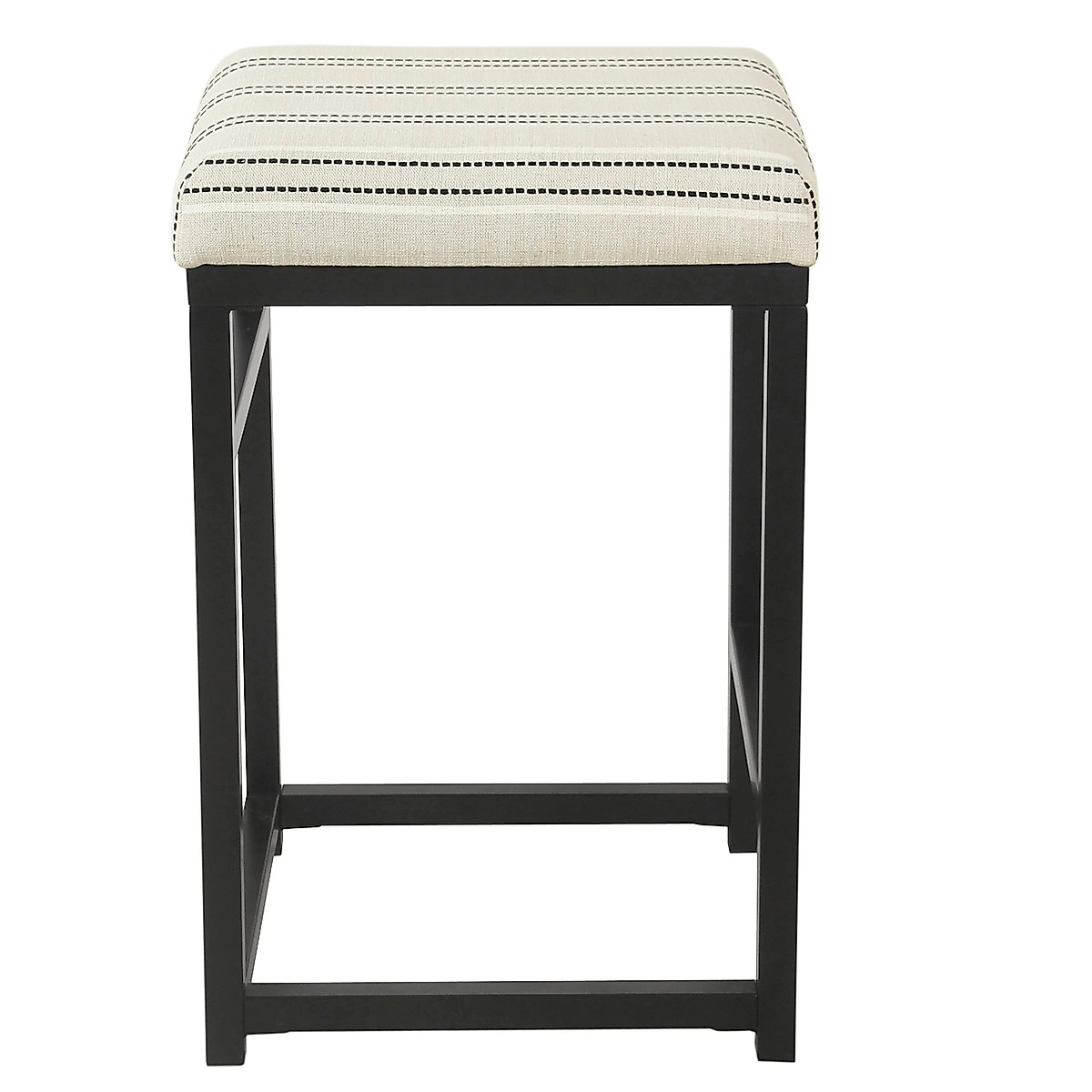 HomePop Home Decor | Modern 24-Inch Counter Stool | Backless Metal Frame Bar Stools Counter Height | Decorative Home Furniture, Black and White Stripe