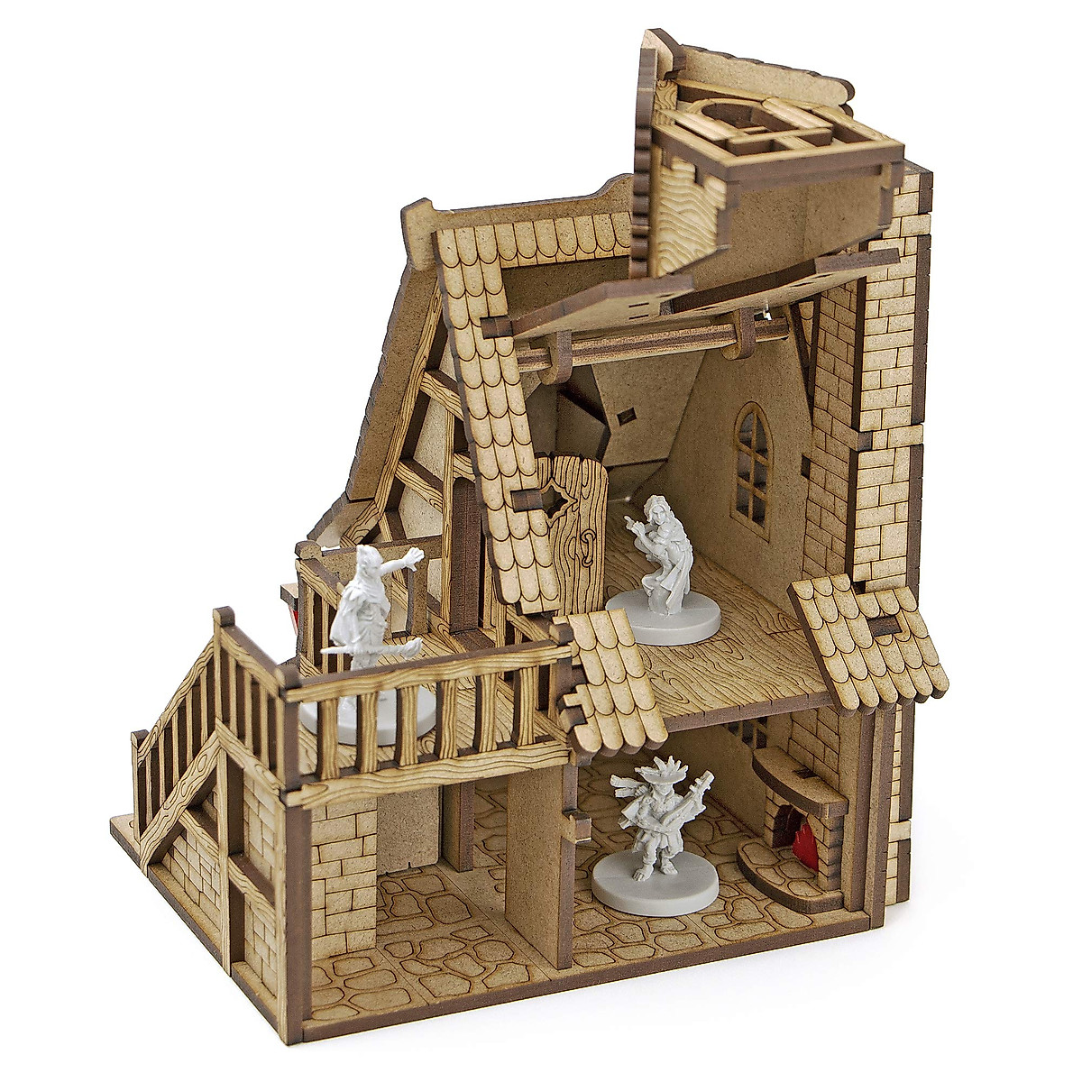 TowerRex Big House D&D Terrain Town Buildings - DND Accessories for Dungeons & Dragons, Pathfinder, Warhammer, Tabletop Battle map Grid, Wargaming Terrain, Scenery for 25mm 32mm 28mm Miniatures