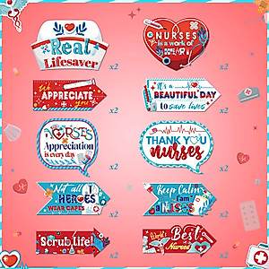 HOWAF 20 Pieces Nurse Appreciation Week Party Yard Signs, Thank You Nurses Party Decorations Yard Welcome Sign for RN Graduation Party, Happy National Nurses Week Party Supplies for Indoor Outdoor