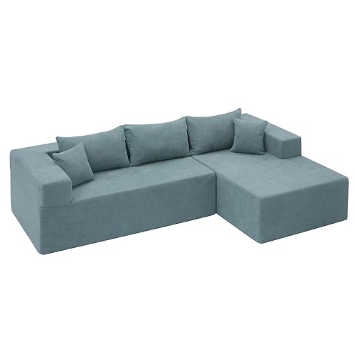 L-Shape Modular Sectional Sofa with Wide Left Chaise, Modern Living Room Sleeper Upholstered Foam Couch for Home Apartment, 2 PC Free Combination Higher Seat Cloud Sofa&Couch W/5 Pillows