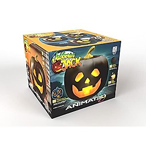 ANIMAT3D Jabberin' Jack Talking Animated Black Pumpkin with Built in Projector & Speaker Plug'n Play