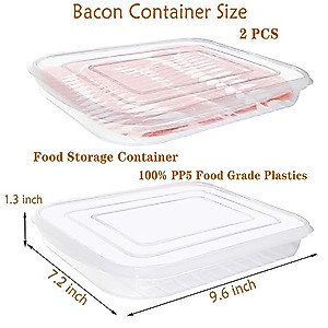 HXYCNNA Bacon Container for Refrigerator, Lunch Meat Container for Refrigerator, Bacon Keeper, Deli Meat Storage Containers, Kitchen Food Storage Containers With Lids Airtight (2 Pack)