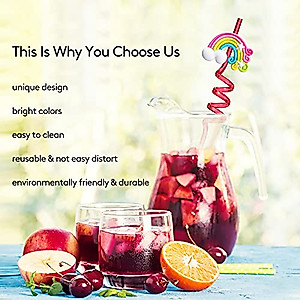 Rainbow Birthday Party Supplies Drinking Plastic Straws 24 for Kids Girls Boys Rainbow Cloud Party Favors Decorations with 2 Cleaning Brushes - Set of 26 (8 Styles)