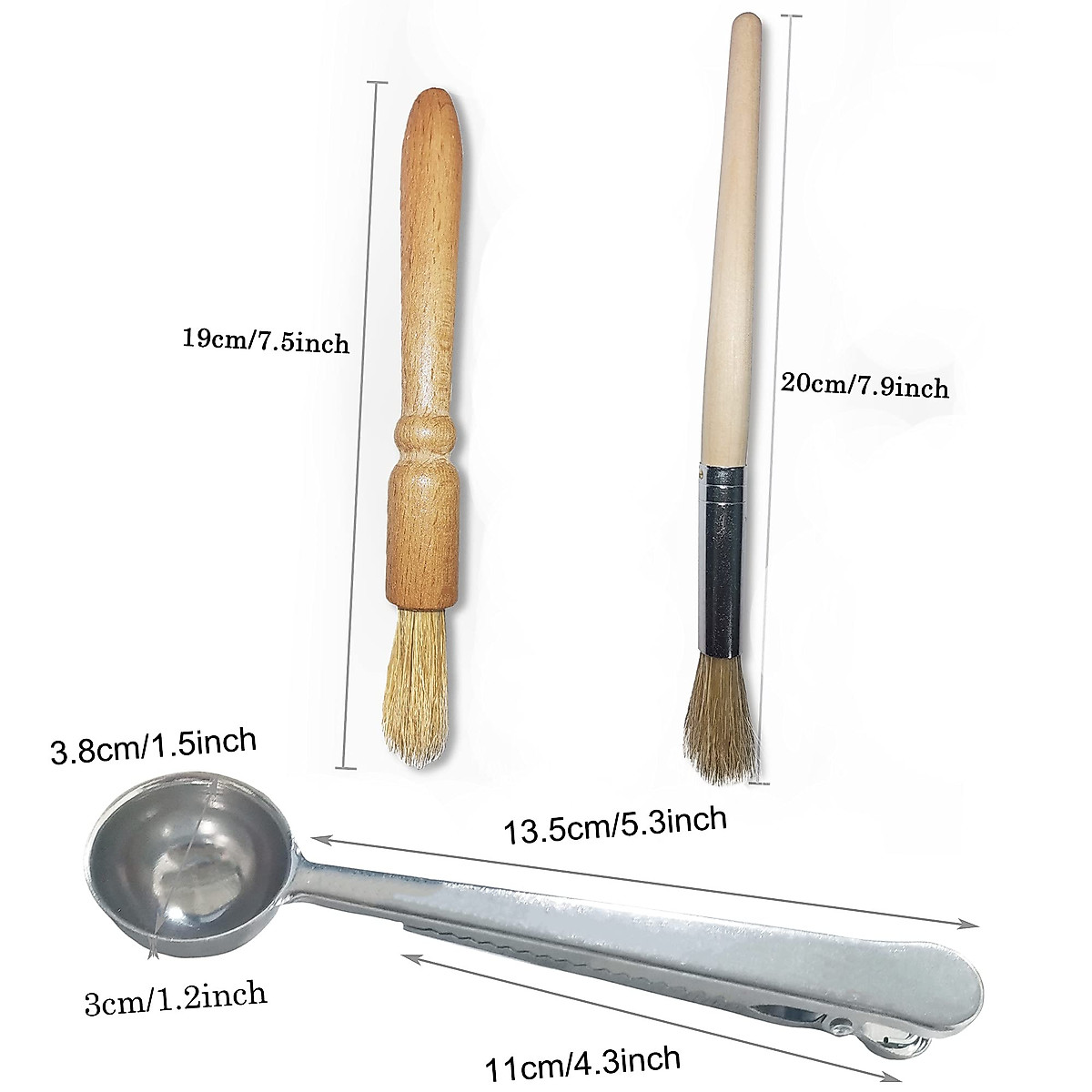 3pcs/Set 2 PCS Coffee Grinder Cleaning Brush with Coffee Scoop Clip Wood Handle Natural Espresso Grinder Brush Espresso Machine Cleaner for Bean Grain Coffee Tool