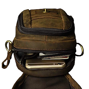 Vintage Leather Phone Belt Bag Waist Pack for Outdoor Travel Flip Phone Case Holster Bum Fanny Pouch Money Coin Purse Wallet Small Shoulder Pocket