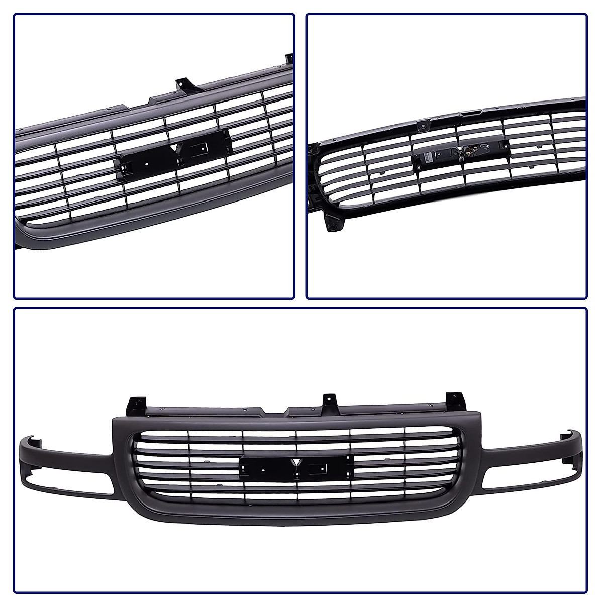 JustDrivably Front Grille Grill Compatible With 1999-2002 GMC Sierra 1500 2500/2001-2002 Sierra 1500HD 2500HD 3500HD /2000-2006 Yukon