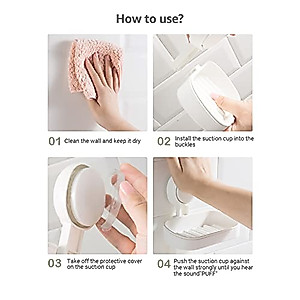 Urbanstrive Double Layer Suction Cup Soap Dish Holder with Drain for Shower/Sink/Bathroom, NO-Drilling, Removable, Powerful Max Hold 11lbs, White