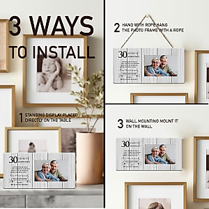 30th Anniversary Picture Frame, 30th Wedding Anniversary for Her Him Couple Husband Wife, Happy 30th Wedding Anniversary Decorations for Wall Desk Tabletop Shelf, 30 Years Wedding Gift Ideas 4