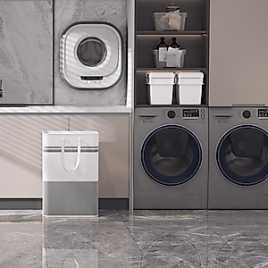 Lifewit 2 Pack 80L Large Freestanding Laundry Hamper, Collapsible Laundry Basket with Easy Carry Handles, Waterproof Tall Clothes Hamper for Laundry Dorm Bedroom Bathroom, Grey-White