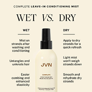JVN Complete Leave-In Conditioning Mist, Frizz-Free Hydration Spray, UV Protection, Vegan Formula, Sulfate-Free, 5 Fluid Ounces