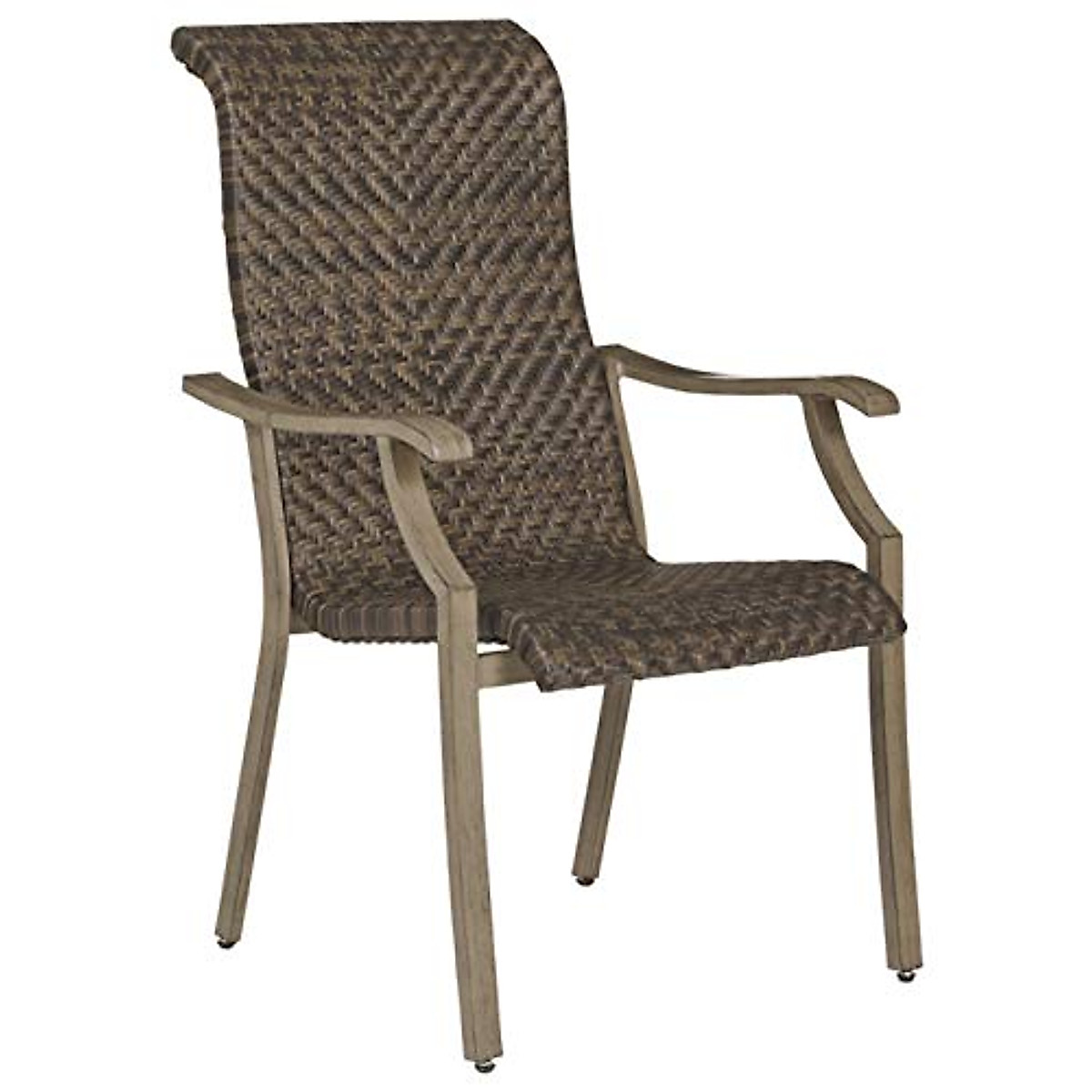 Signature Design by Ashley Windon Barn Outdoor Resin Wicker Patio Arm Chair, 4 Count, Brown