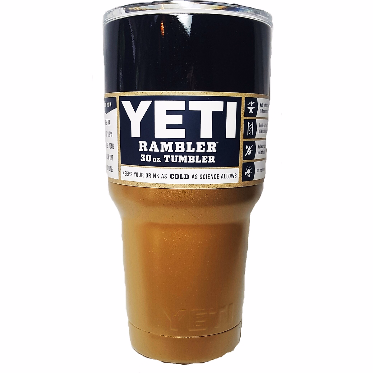 YETI Rambler 30 Oz, Powder-Coated with New Magslide Lid, Sports Team Colors (Black and Gold Fusion)