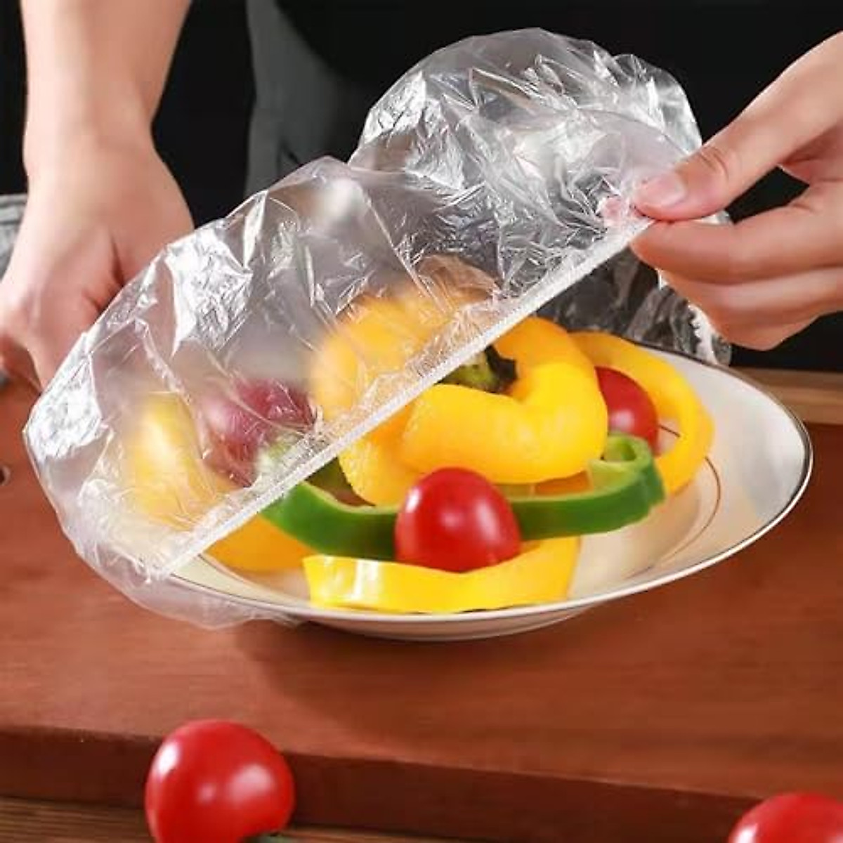 100Pcs Bowl Covers Food Cover Dish Covers, Plastic Bowl Covers Elastic Reusable, Reusable Elastic Stretch Plastic Covers For Bowls, Plastic Food Covers With Elastic For Bread Proofing (100PC BAG)