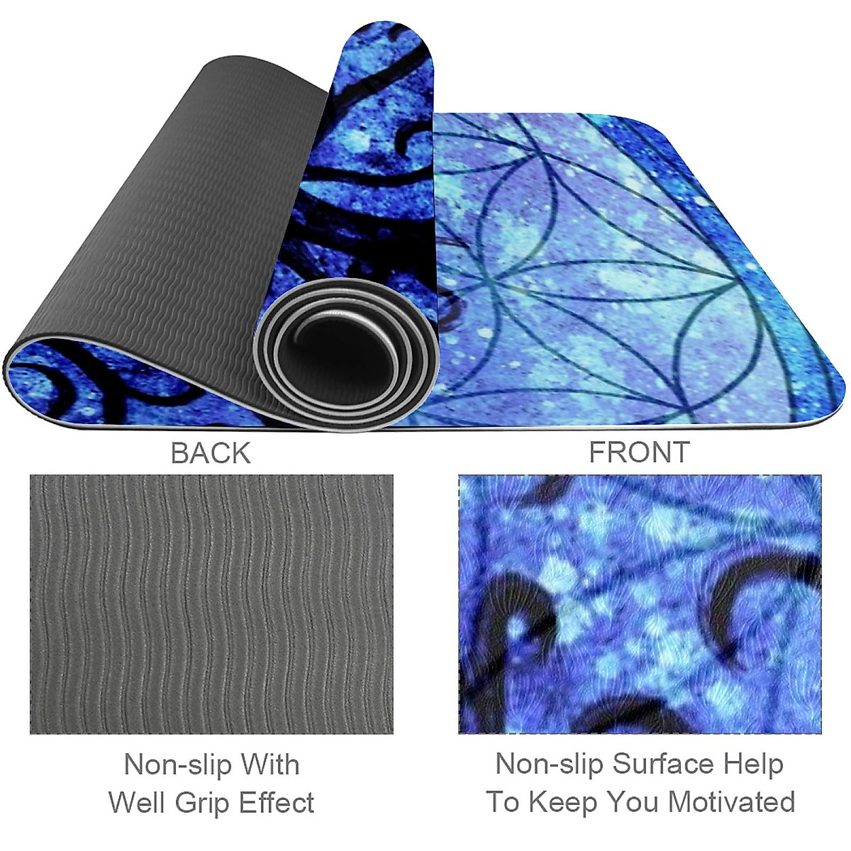 LEVEIS Yoga Mat Tree of Life Symbol Thick Non Slip Exercise Workout Mats for Home Gym Floor Travel