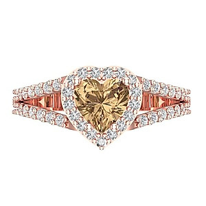 Clara Pucci 1.75ct Heart Cut Solitaire Genuine Champagne Simulated Diamond Engagement Promise Anniversary Bridal Ring 18K Rose Gold 7.5