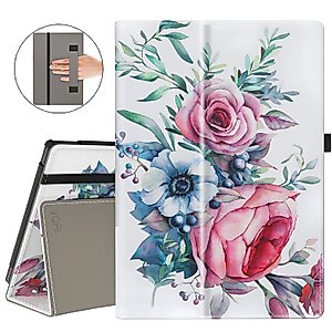 VORI Case for Amazon Kindle Fire HD 8 Tablet (12th Generation/10th Generation, 2022/2020 Release) & Fire HD 8 Plus Tablet, Slim Vegan Leather Folding Stand Cover with Auto Wake/Sleep, Peony