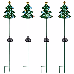 Yescom 4 Packs Solar Christmas Tree Stake Lights Solar Pathway Lights Waterproof Solar Stakes Lights for Outdoor Patio Garden
