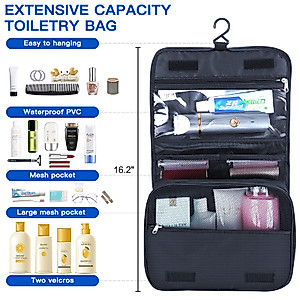 Aomiduo Portable Hanging Travel Shelves with Toiletry Bag Set, OUMEDUO Premium Durable Oxford Packing Cubes for Suitcases Hanging Carry on Closet Luggage Organizers for Travel