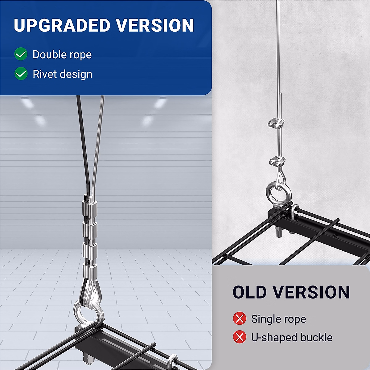 FLEXIMOUNTS Garage Lifting Metal Rack, 4x4 Ft Overhead Garage Storage Racks, Adjustable Heavy-Duty Ceiling Organization System, 300lbs Weight, Satin Black