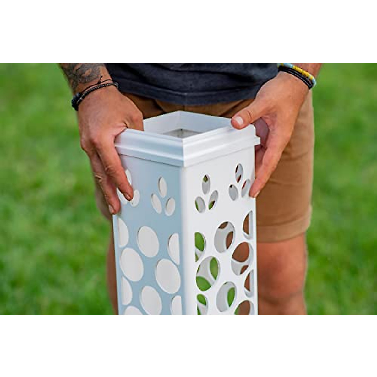 Vita Classic 33 inch x 33 inch Tiered Cascading Keyhole Garden with Composting Basket, White Vinyl, PVC, BPA and Pthalate Free, VT17109