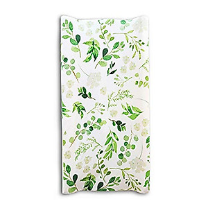 Baby Green Leaf Diaper Changing Pad Cover and Newborn Girl and boy Photo Props: 1 Dress and 1 hat