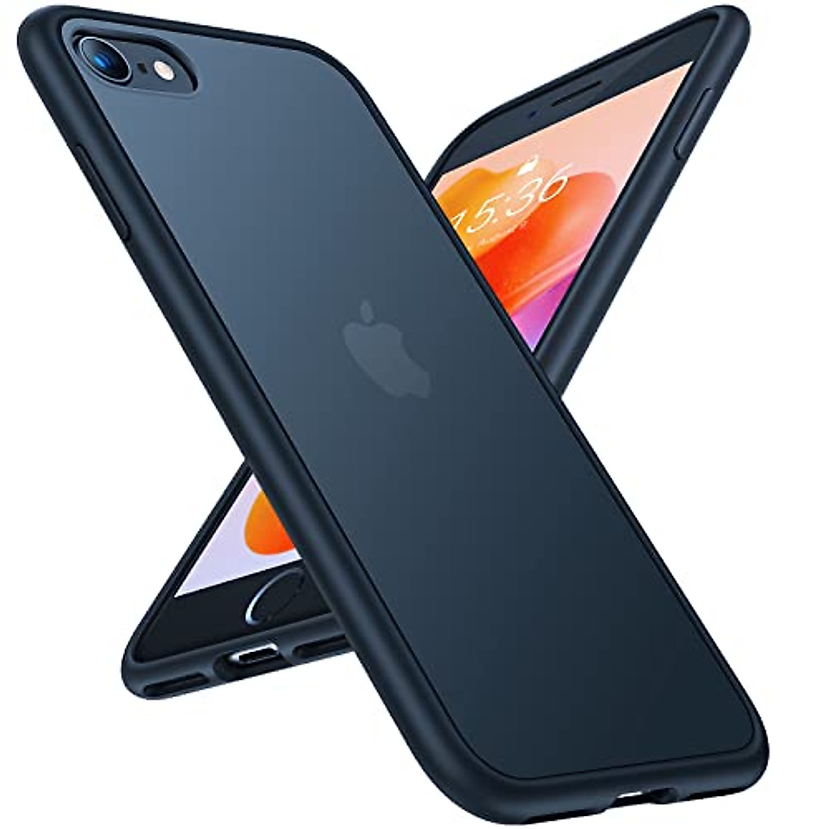 TORRAS 𝟐𝟎𝟐𝟐 𝗨𝗽𝗴𝗿𝗮𝗱𝗲𝗱 Shockproof for iPhone SE Case 2022/iPhone SE Case 2020 [Military Drop Certified] iPhone SE 2022 Case Semi-Clear Hard Back Protective Slim Case for iPhone SE/8/7-Black