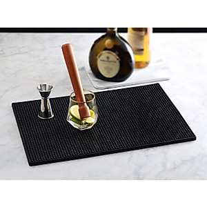 New Star Foodservice 48421 Rubber Bar Service Mat for Counter Top, 12-Inch by 18-Inch, Black