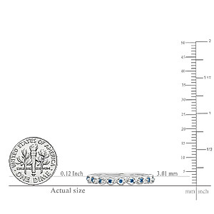 Dazzlingrock Collection 0.10 Carat (Cttw) Round Blue Diamond 9 Stone Minimalist Stackable Wedding Ring for Women in 925 Sterling Silver, Size 8.5