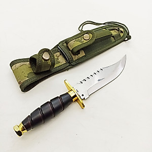 yatagan Survival Hunting Knife with Sheath-Rambo Knife-Tactical 11'' Full Tang Survival Rambo Fixed Blade-Machete Bowie-Knife for Camping, Outdoor, Bushcraft