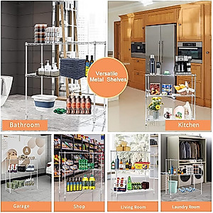 Catalina Creations EFINE 3-Shelf Shelving Unit Unit with 3-Shelf Liners,Adjustable Storage Shelves,Heavy Duty Organizer Wire Shelving Rack for Pantry Closet Kitchen Basement