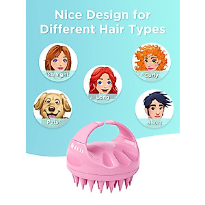 HEETA Hair Shampoo Brush, Upgraded Wet & Dry Hair Scalp Massager with Soft Silicone, Scalp Exfoliator for Remove Dandruff, Scalp Scrubber Hair Care Tools for Women, Men, Pets (Pink)
