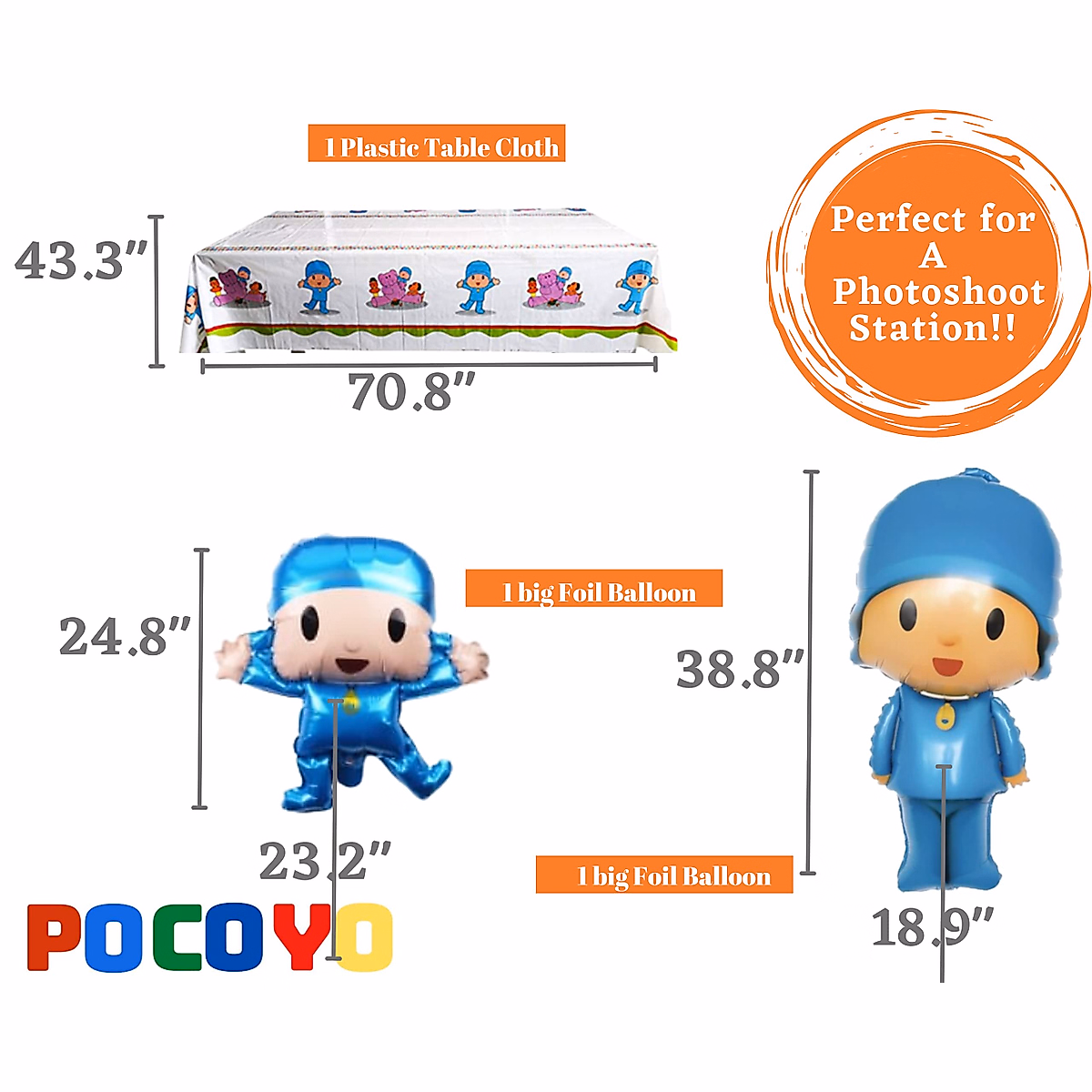 Pocoyo and Friends theme party decorations balloons Birthday Party Supplies. Pocoyo. Baby Shower decorations. Pocoyo and friends cupecake topper and table cloth or tablecover 24 cupcake toppers. Pato, Elly, Loula, Sleepy Bird, and Baby Bird.