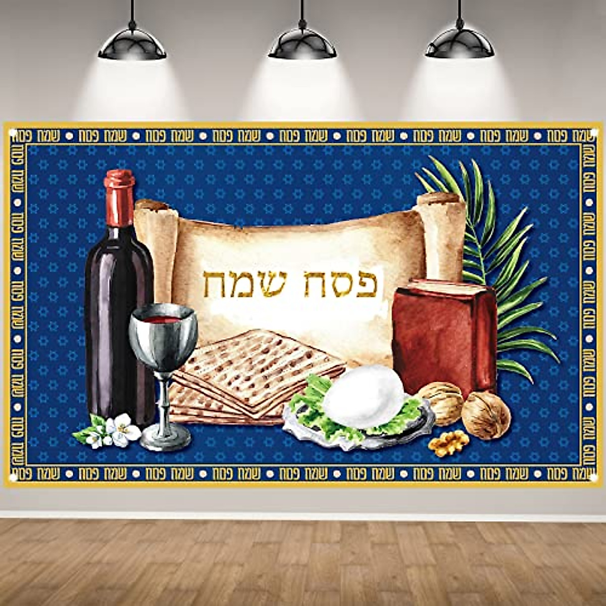 Passover Backdrop for Photography Passover Banner Jewish Festival Holiday Decor Pesach Star of David Passover Decorations and Supplies for Home Party