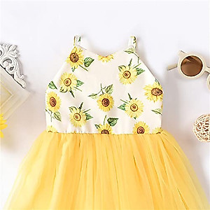 Toddler Baby Girls Summer Dress Sunflower Straps Princess Tulle Tutu Dress Sundress