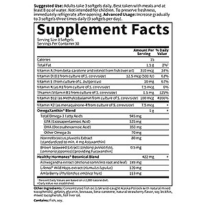 Garden of Life Oceans 3 Healthy Menopause Hormonal Support Softgels, 525mg EPA, 350mg DHA + Botanicals for Women, Skin, Heart Health, Emotional Well-Being, Strawberry, 90 Count