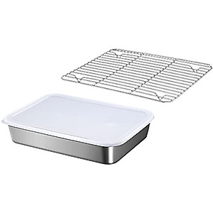 Yardwe Refrigerator Dumpling Box with Lid Stainless Steel Stackable Fridge Food Storage Containers Fresh Keeping Food Tray for Fruit Vegetables Bacon Meat Cheese Keeper