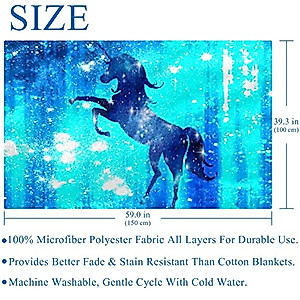 Nebula Galaxy Unicorn Prints Soft Warm Cozy Blanket Throw for Bed Couch Sofa Picnic Camping Beach, 150×100cm