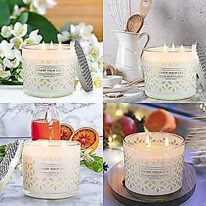 Candles for Home Scented, 3 Pack 3 Wick Large Jar Soy Candle with Lid, 14.5oz Lavender & Berries & Orange Blossom Aromatherapy Candle Gift Set Bath and Body Works Candles