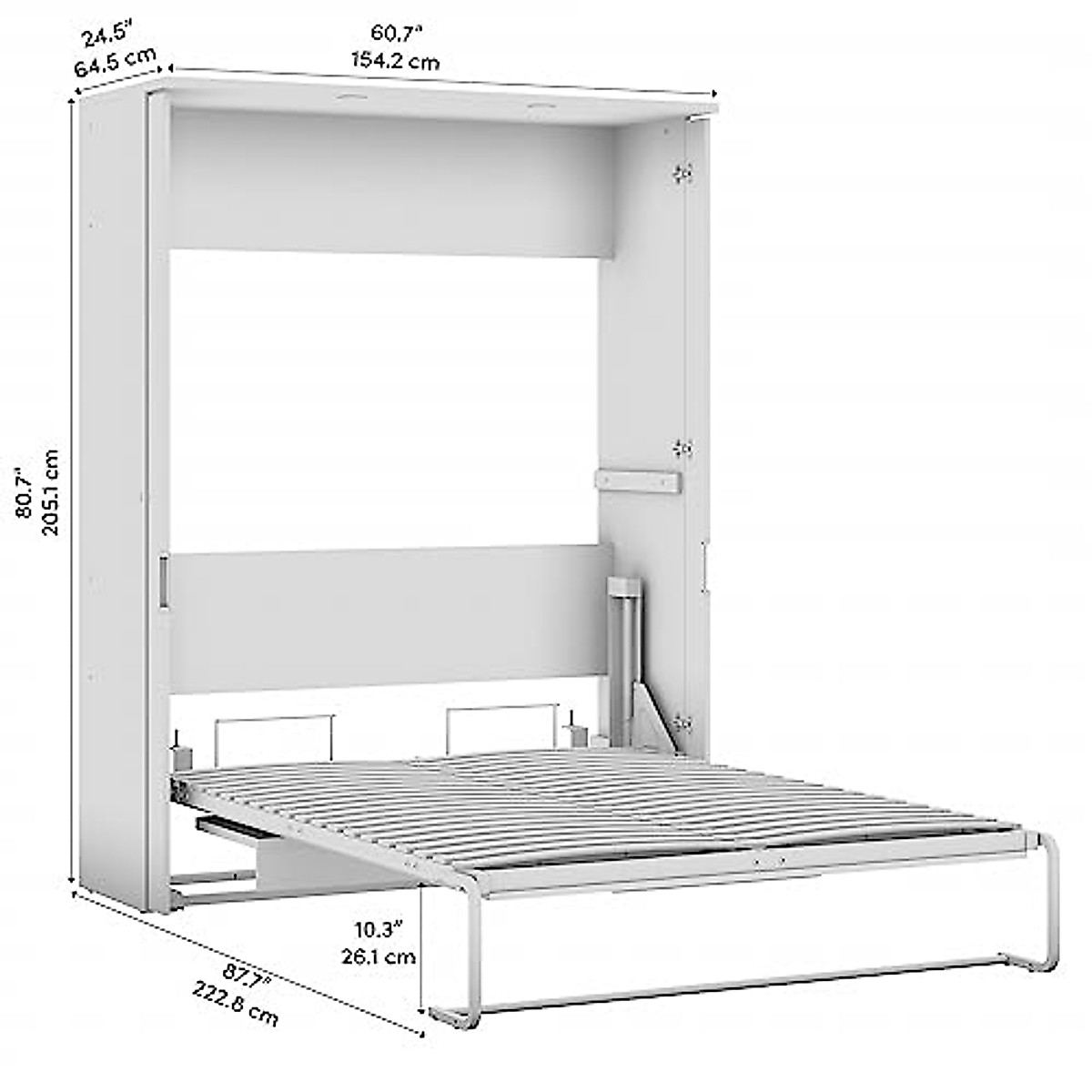 Bestar Lumina Full Murphy Bed with Desk, Sleeping Arrangement for Guest Room and Home Office, White Chocolate