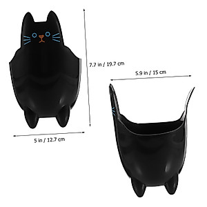 PRETYZOOM Cartoon Cat Shaped Tabletop Trash Can Decorative Pen Holder Storage Bucket Desk Bathroom