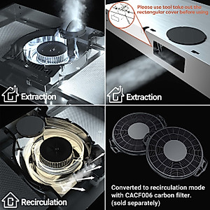 CIARRA Under Cabinet Range Hood 30 inch Ductless Convertible Duct, Stove Vent Hood for Kitchen with 3-Speed Exhaust Fan in Stainless Steel